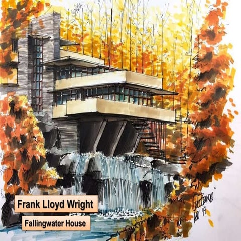 Falling Water Frank Lloyd Wright Sketch