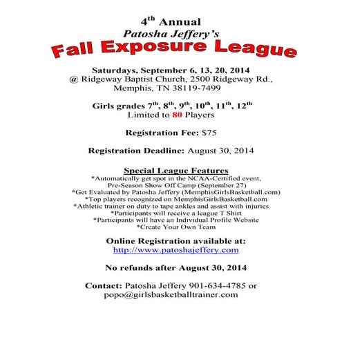 2014 Fall League Flyer | PDF