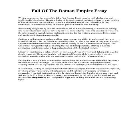Fall Of The Roman Empire Essay. Mandl School, The College of Allied ...