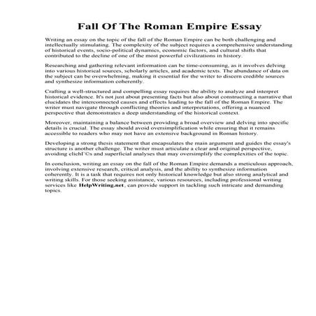Fall Of The Roman Empire Essay | PDF