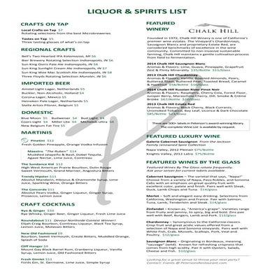 Fall Winter Liquor Spirits Menu 2016.17