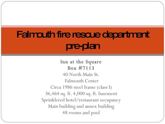 Falmouth Fire Rescue Department Pre Plan | PPT