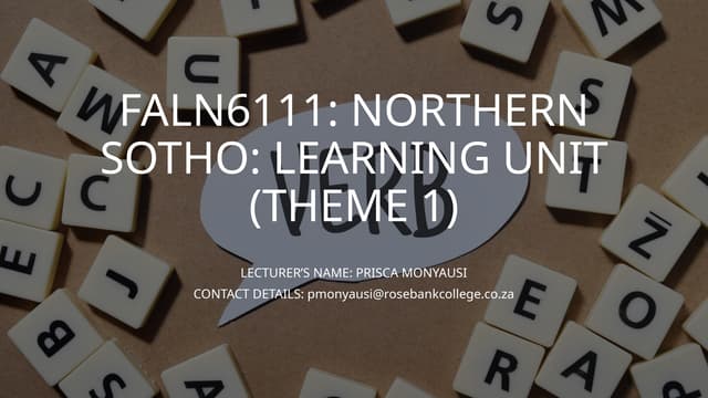 Mehuta ya direto tsa sesotho sa leboa ( Sepedi) | PPTX