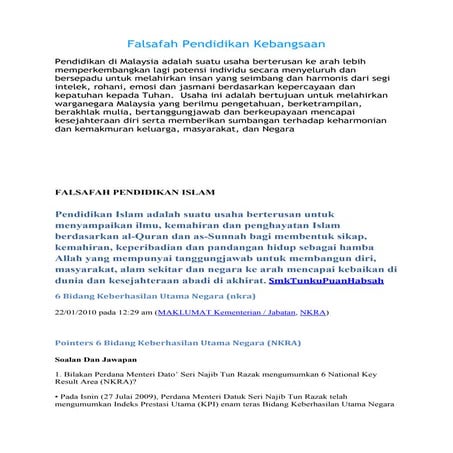 Falsafah pendidikan kebangsaan | DOCX