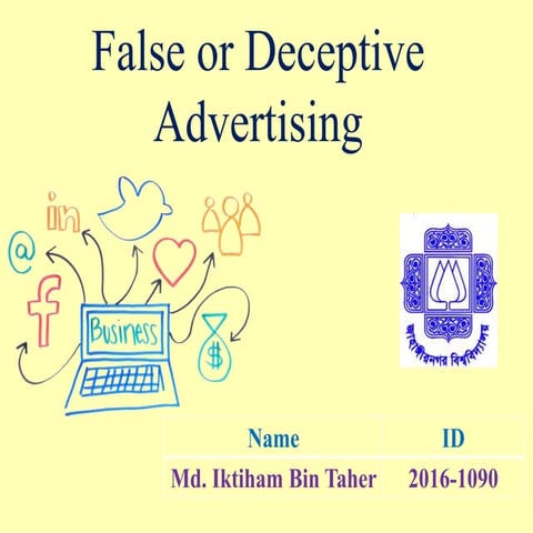 False or deceptive advertising in respect of bangladesh | PPT