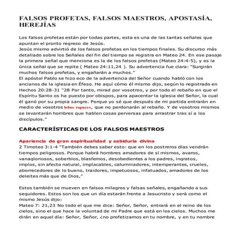 Falsos profetas | DOCX