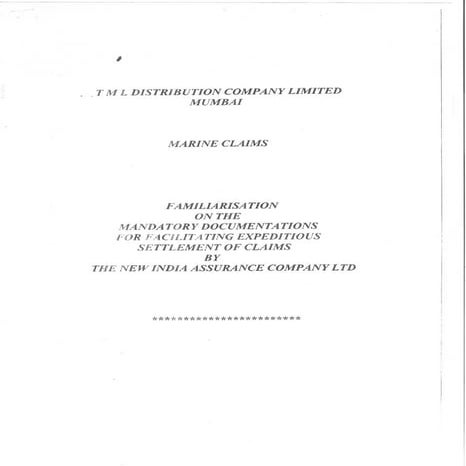 Familiarisation Course On Marine Claims | PDF