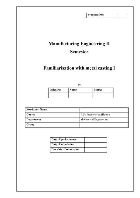 Casting project report | PDF