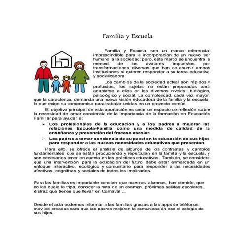 Familia y escuela | DOCX | Daycare and Pre-School | Parenting