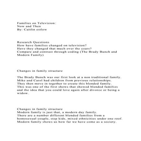 Families on TelevisionNow and ThenBy Caitlin estlow.docx | Video ...