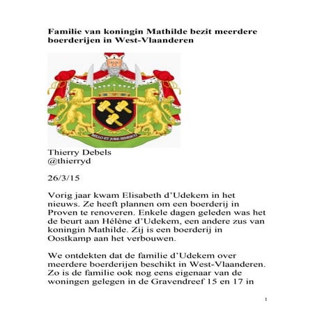 Familie van koningin Mathilde bezit meerdere boerderijen in West-Vlaanderen | PDF