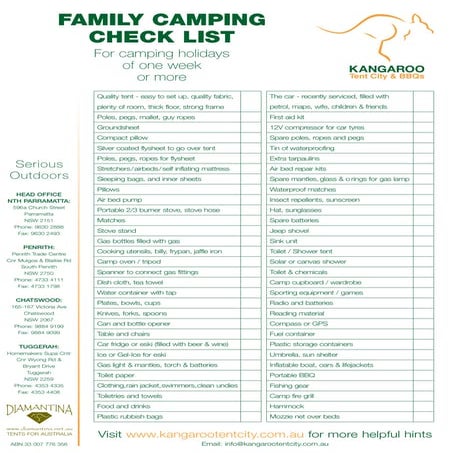 Ultimate Camping Checklist Pdf