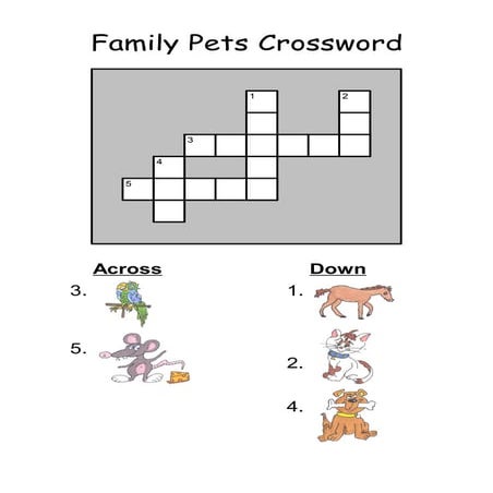 Family Pets Crossword | PDF