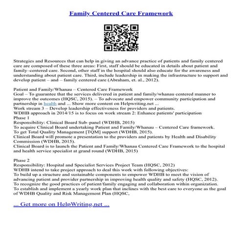 Family Centered Care Framework | PDF
