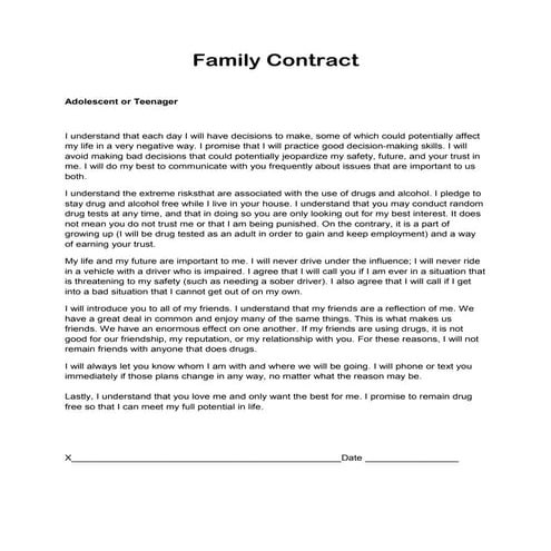 Family Contract | DOCX