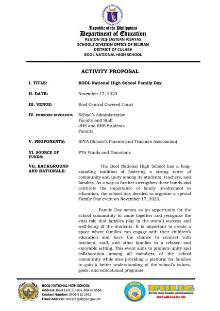 Brigada eskwela proposal | DOCX | Professional School | Postgraduate ...