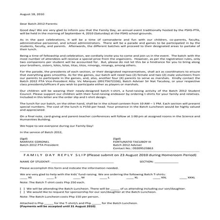 Family day letter 2012 final version | PDF | Prom | Personal ...