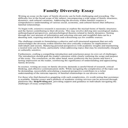 Family Diversity Essay | PDF | Poetry | Books and Literature