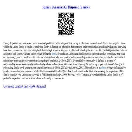 Family Dynamics Of Hispanic Families | PDF