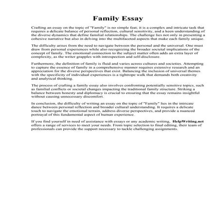 Family Essay. College essay: Essay my family english | PDF