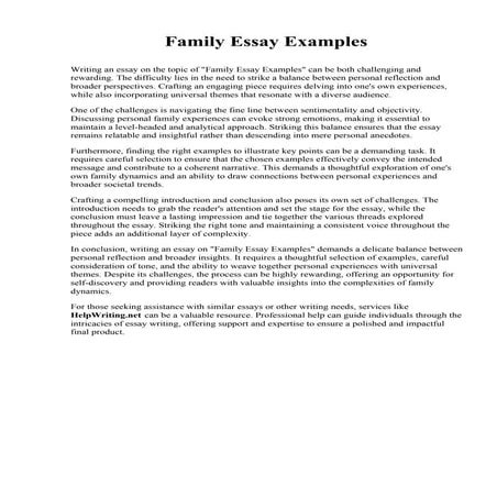 Family Essay Examples. Miami Dade College | PDF