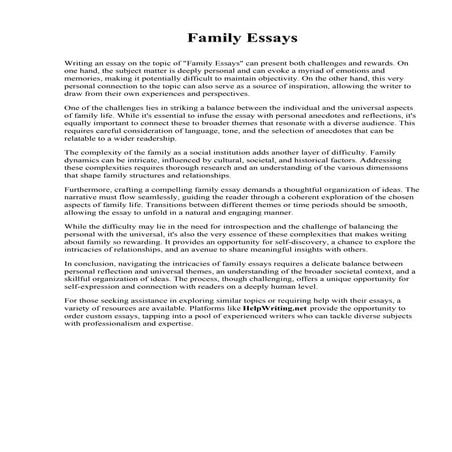 Family Essays.pdf | Homework and Study | Education