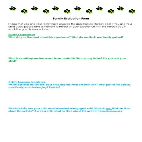 Family evaluation form | DOCX