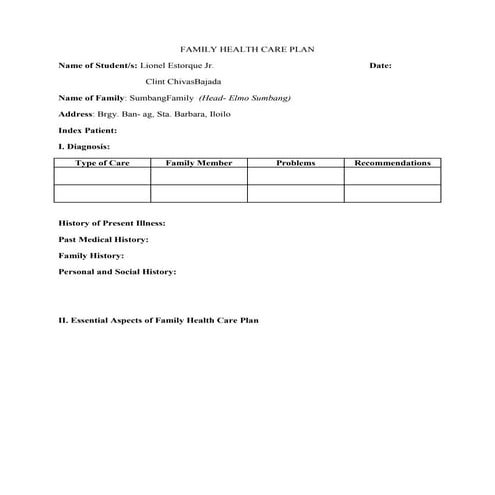 Family health care plan | DOCX