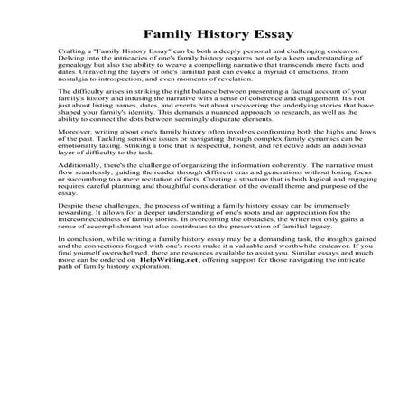 Family History Essay | PDF