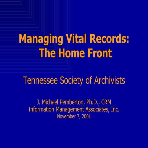 Family and Home Records Management | PPT