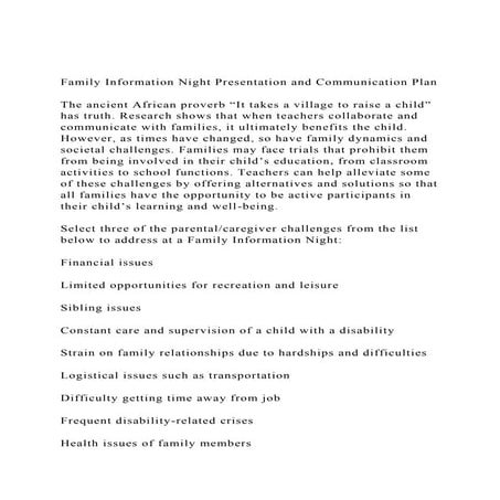 Family Information Night Presentation and Communication Plan.docx