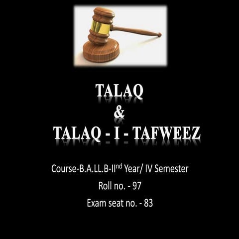 TALAQ AND TALAQ E TAFWEEZ | PPTX