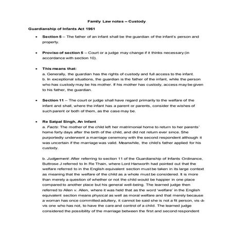 Family law notes - Custody | DOCX