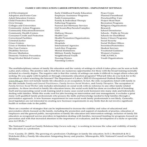 Family life education careers | DOC
