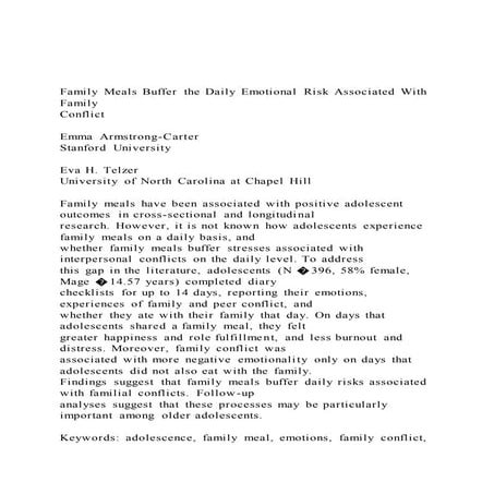 Family Meals Buffer the Daily Emotional Risk Associated With F | DOCX