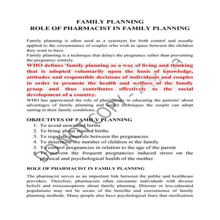 FAMILY PLANNING - Role of Pharmacist in Family Planning.docx