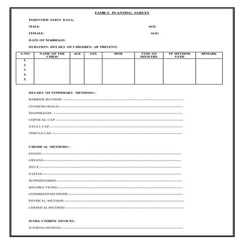 Family planning survey | DOCX