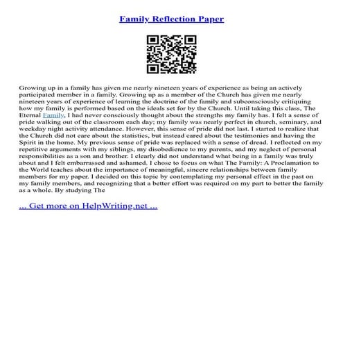 Family Reflection Paper | PDF
