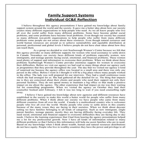 Family support system individual reflection | DOCX