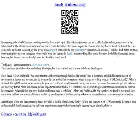 Family Traditions Essay | PPT