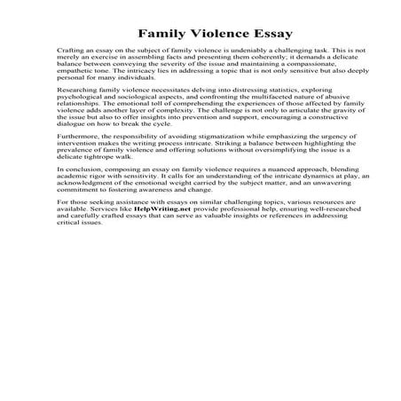 Family Violence Essay. Domestic Violence Family Therapy Interventions ...
