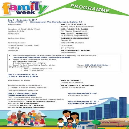 MVTS Family Week | PDF