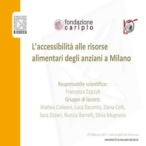 L'accessibilità alle risorse alimentari degli anziani a Milano | PDF ...