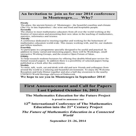 Mathematics Education Conference Information Europe | PDF