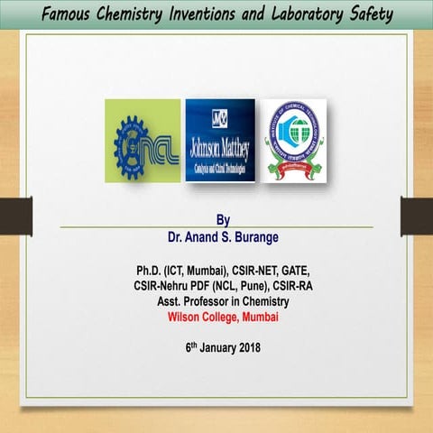 Famous Chemistry Inventions and Laboratory Safety | PDF