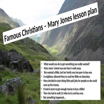 Famous Christians – Mary Jones lesson plan OLD VERSION | PPTX