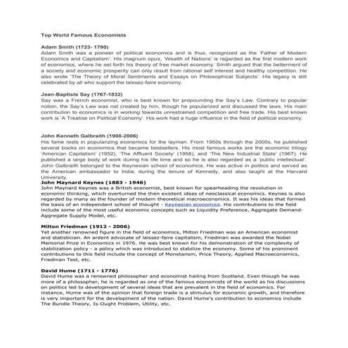 Famous economists | PDF
