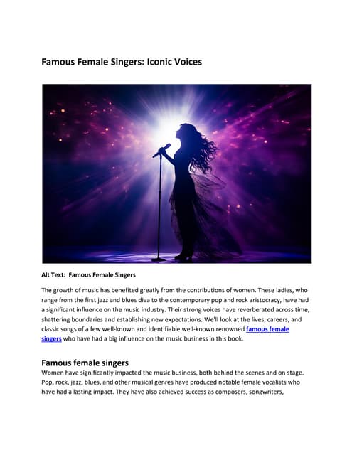 The Legacy of Famous Black Female Singers | PDF