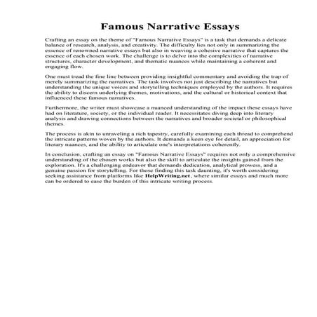 Famous Narrative Essays | PDF