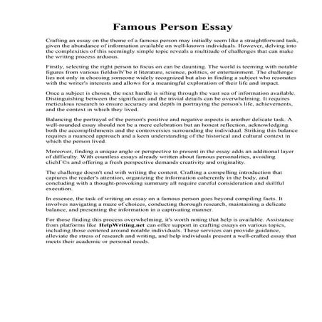 Famous Person Essay. Famous person i admire essay. A Person Who I ...